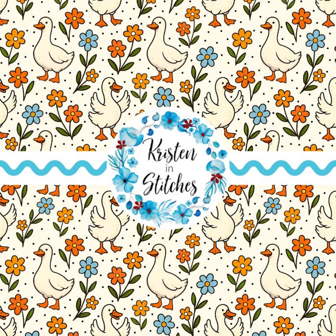 Silly Spring Goose Flower Meadow Seamless Pattern, Digital PNG File ...