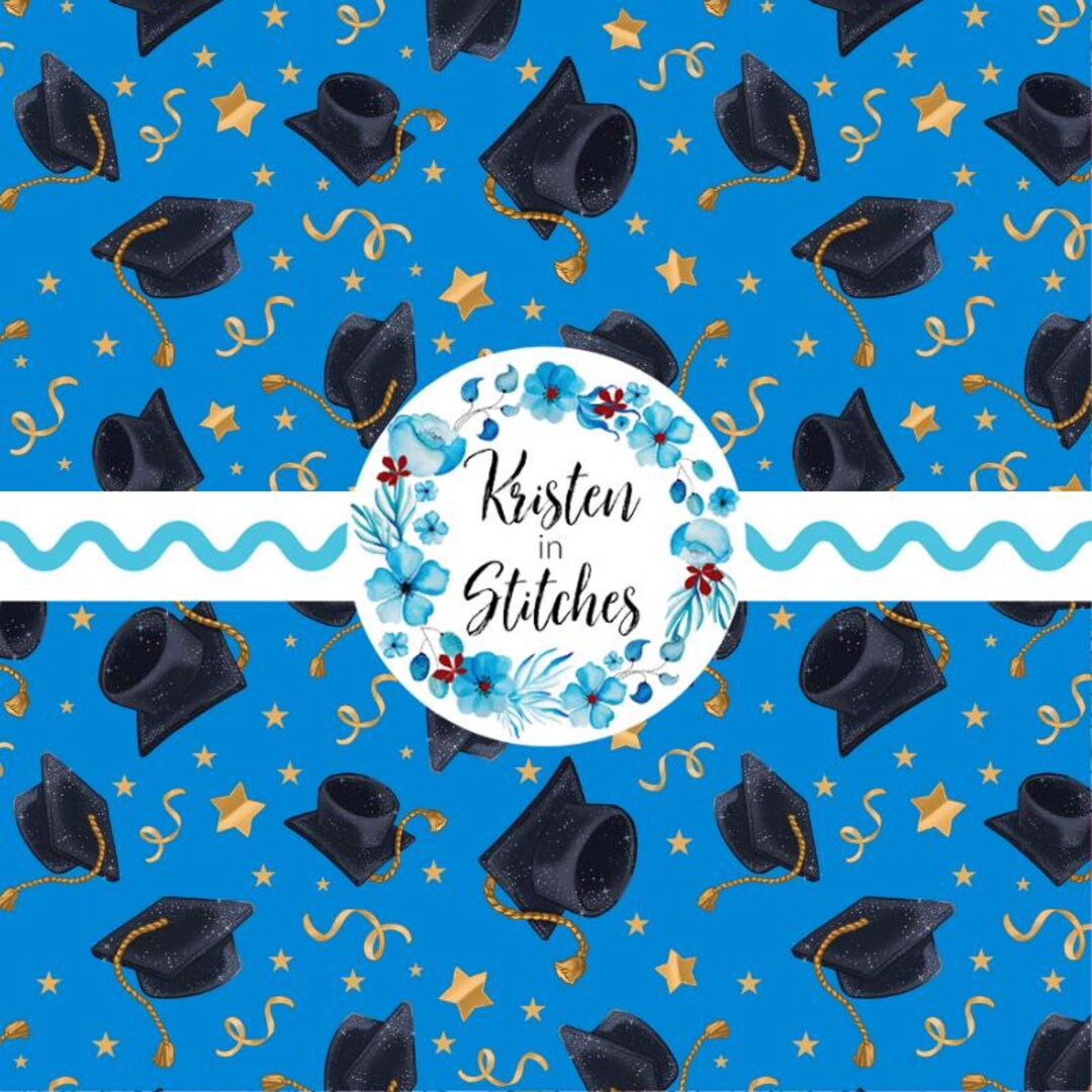 Grad Caps and Streamers Seamless Pattern, Digital File, Instant ...