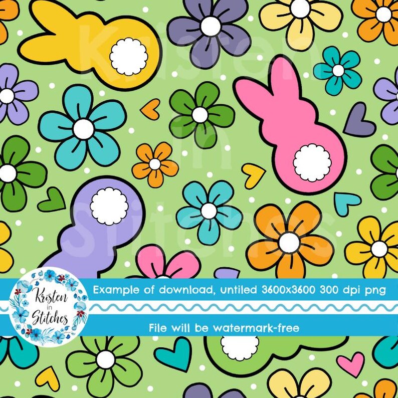 Spring Bunny Butts Seamless Pattern, PNG Digital File, DIY Printable ...