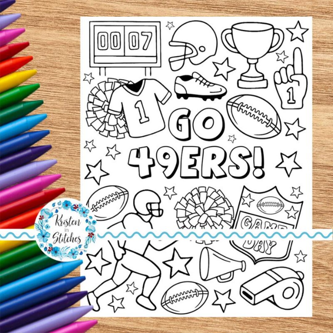 Go 49ers! Football Team Coloring Page, Printable 8.5x11 PDF PNG ...