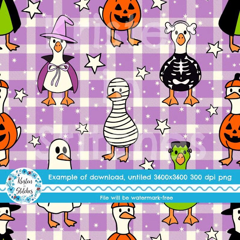 Silly Goose Halloween Seamless Pattern, Digital File, Instant Download ...