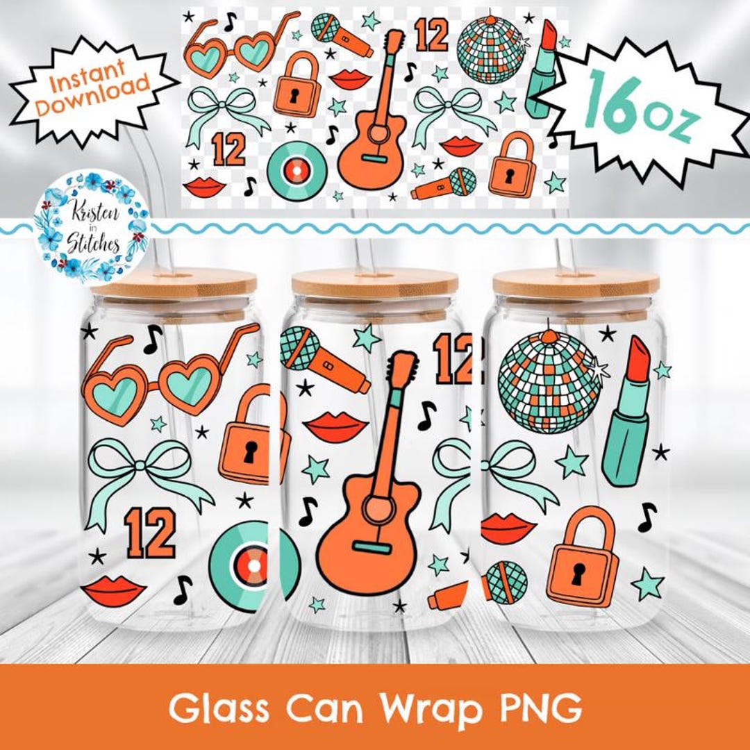 Showgirl 16 Oz Glass Can Wrap, Transparent Printable PNG, Libbey Cup ...