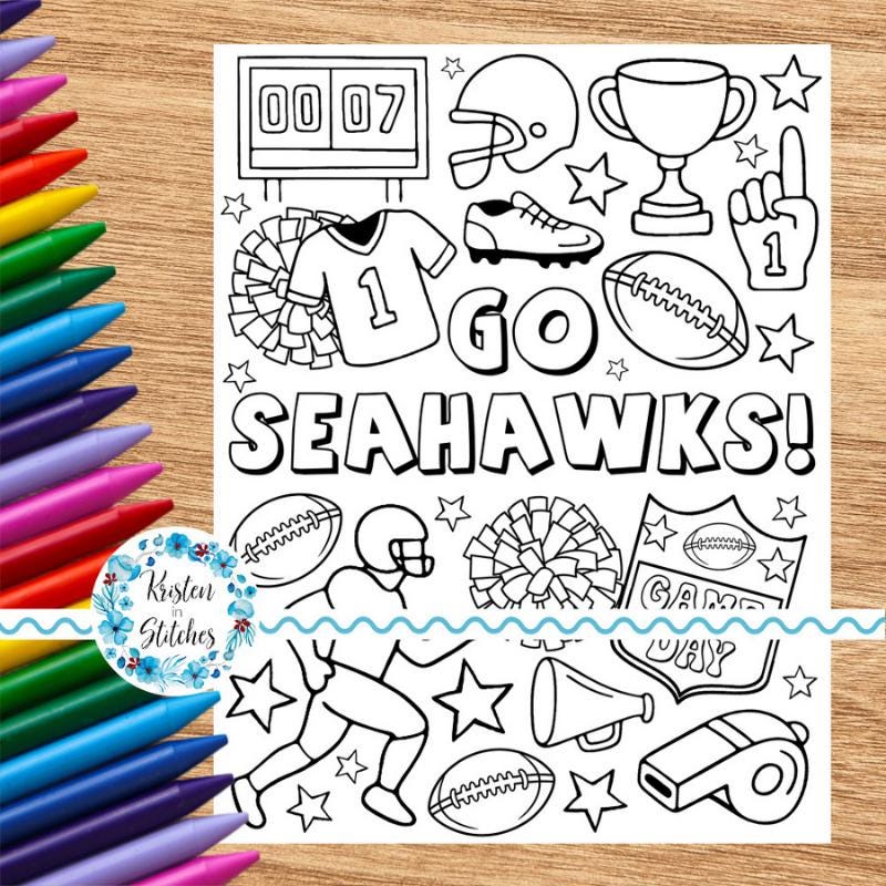 Go Seahawks! Football Team Coloring Page, Printable 8.5x11 PDF PNG ...