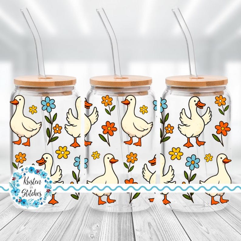 Duck Duck Goose 16 Oz Glass Can Wrap, Transparent Printable PNG, Libbey ...