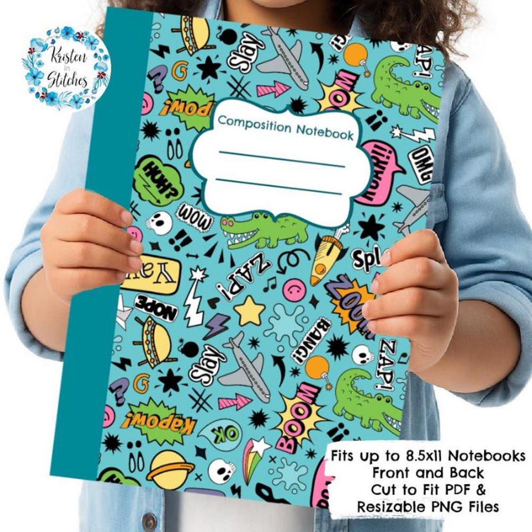 Composition Notebook Cover, Printable Resizable PNG, Back to School ...