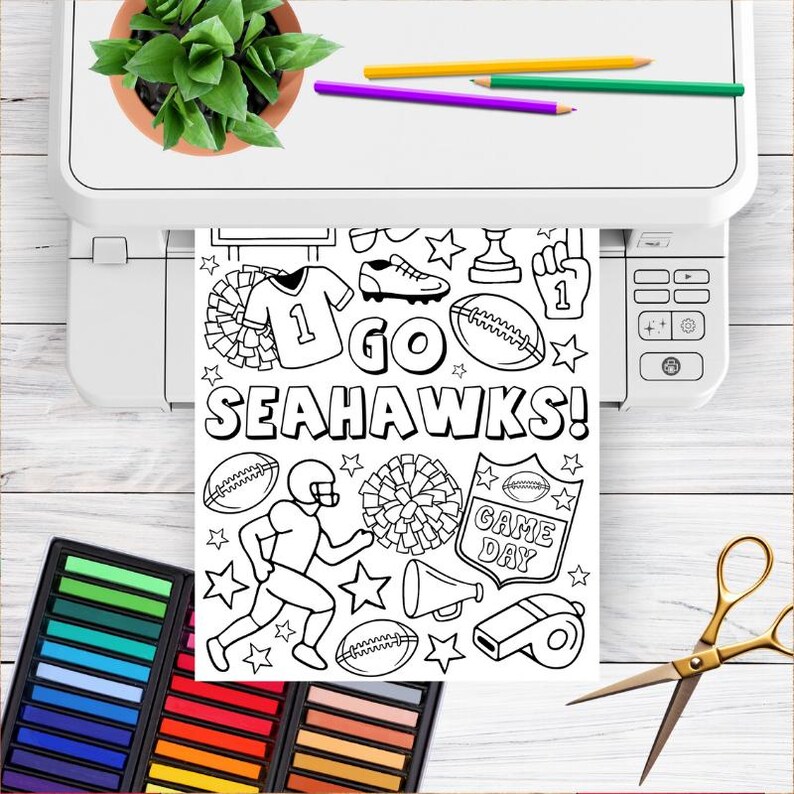 Go Seahawks! Football Team Coloring Page, Printable 8.5x11 PDF PNG ...