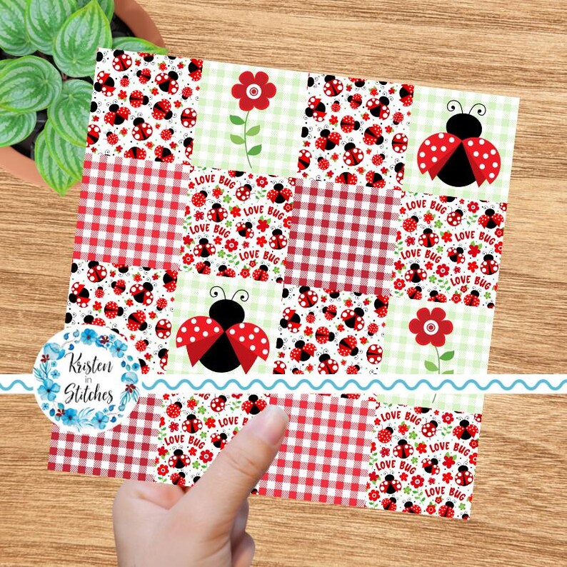 Ladybug Patchwork Seamless Pattern, Digital PNG File, DIY Printable ...