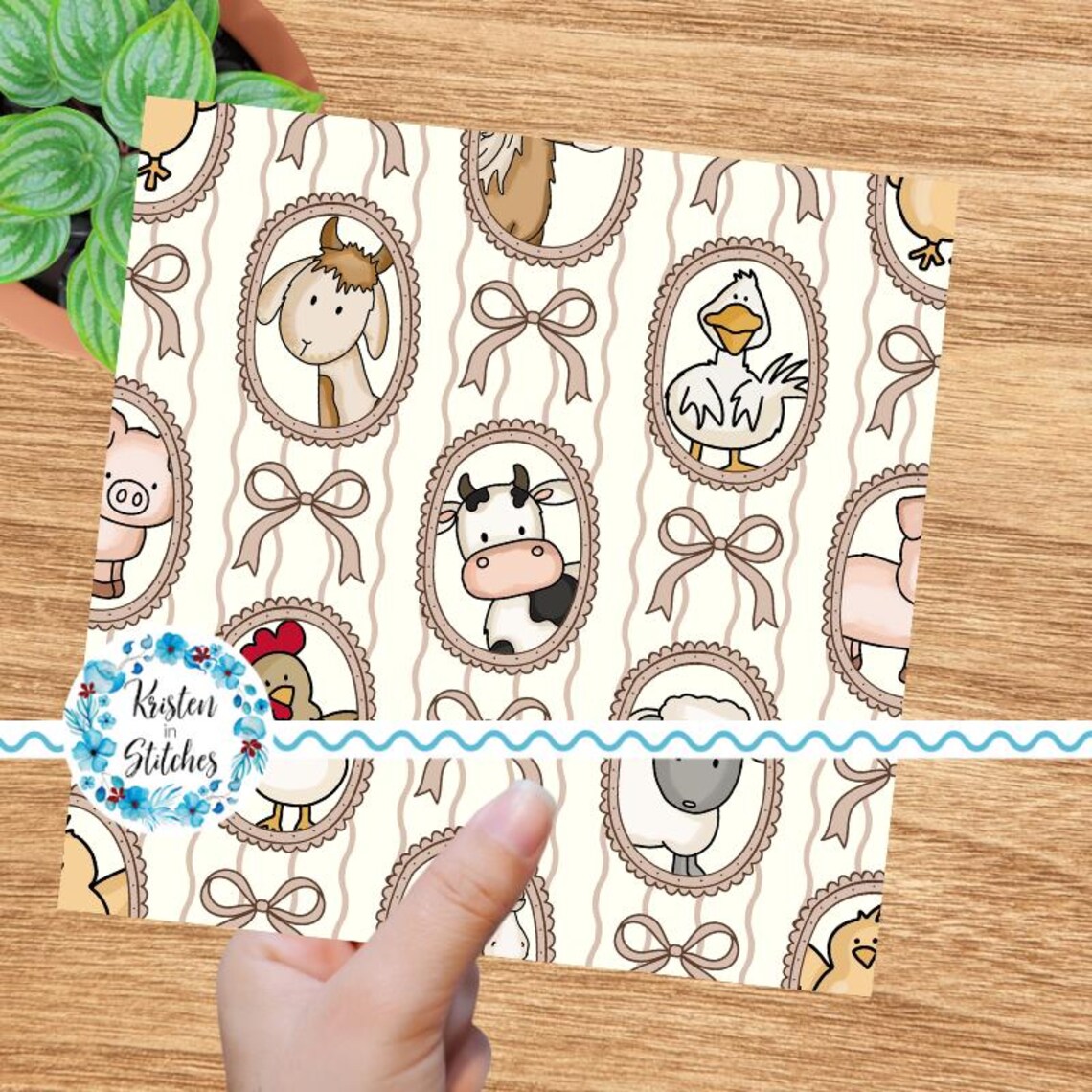 Farm Animals Picture Frames Seamless Pattern, Digital PNG File, DIY ...