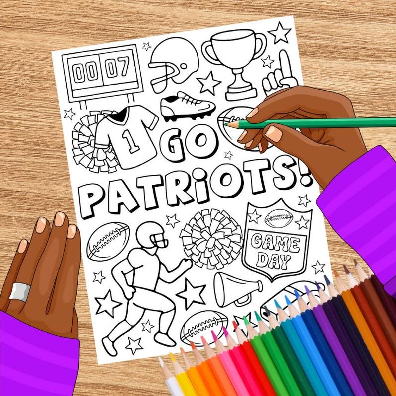 Go Patriots! Football Team Coloring Page, Printable 8.5x11 PDF PNG ...
