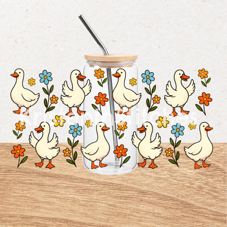 Duck Duck Goose 16 Oz Glass Can Wrap, Transparent Printable PNG, Libbey ...