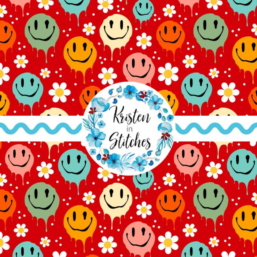 Melting Drippy Happy Faces Seamless Pattern, Digital PNG File, DIY ...
