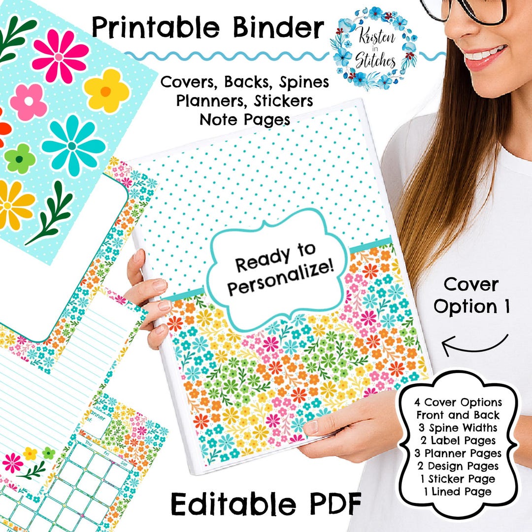 Printable Planner Set, 17 Page Editable Build a Binder, Inserts ...