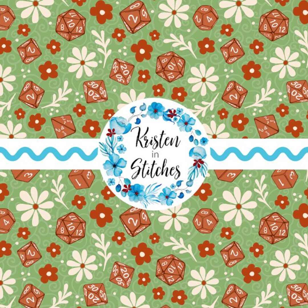 Polyhedral Game Dice Floral Seamless Pattern, PNG Digital File, DIY ...