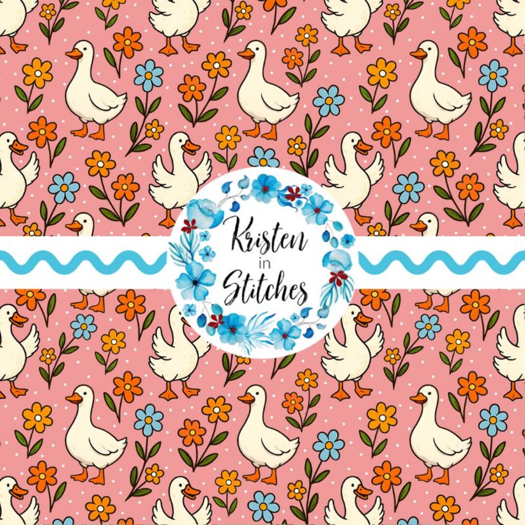 Silly Spring Goose Flower Meadow Seamless Pattern, Digital PNG File ...