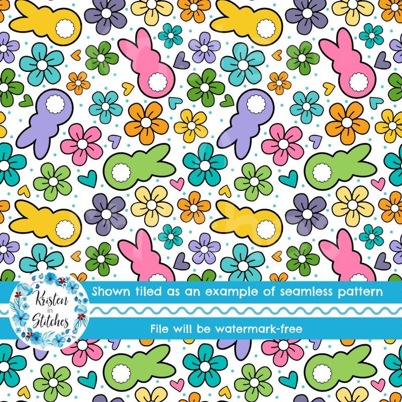 Spring Bunny Butts Seamless Pattern, PNG Digital File, DIY Printable ...