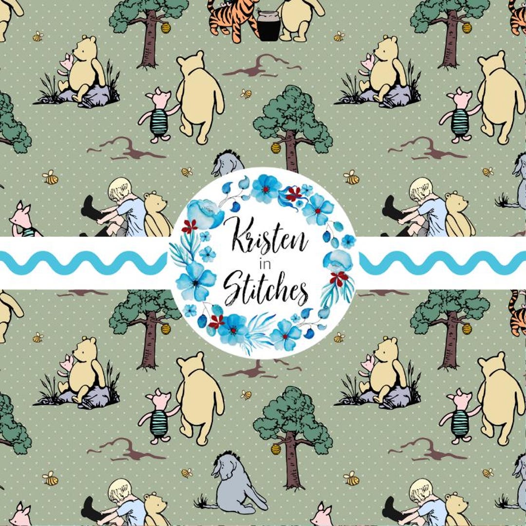 Classic Winnie the Pooh Storybook Friends Seamless Pattern, Digital ...