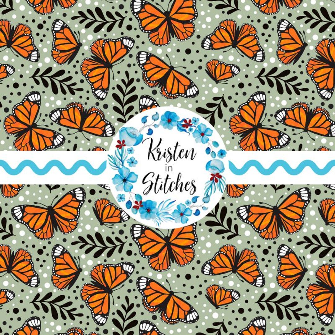 Orange Monarch Butterfly Seamless Pattern, PNG Digital File, DIY ...