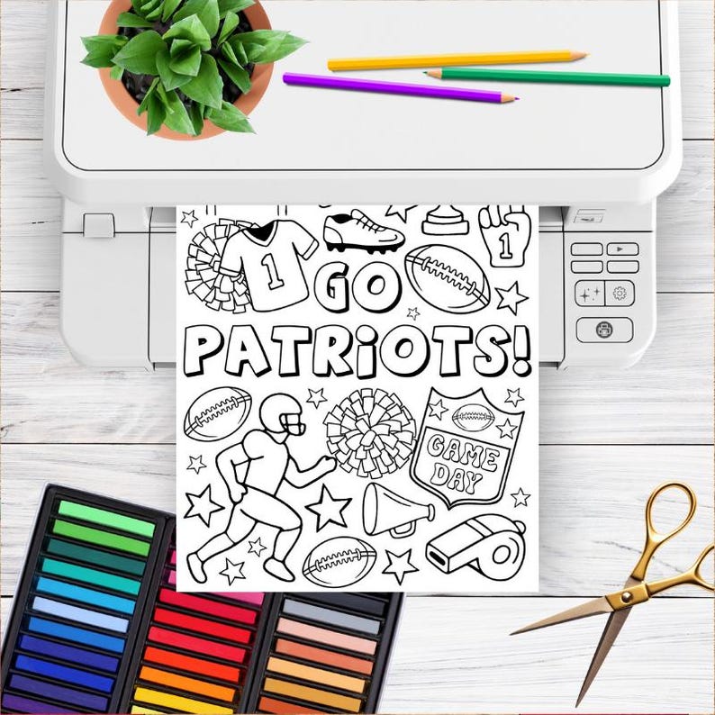 Go Patriots! Football Team Coloring Page, Printable 8.5x11 PDF PNG ...