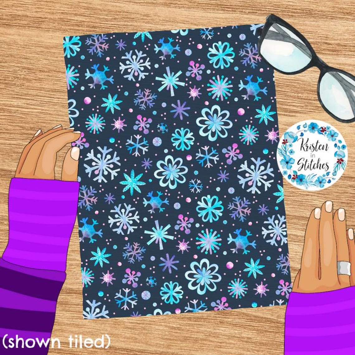 Pretty Winter Snowflakes Seamless Pattern, PNG Digital File, Instant ...
