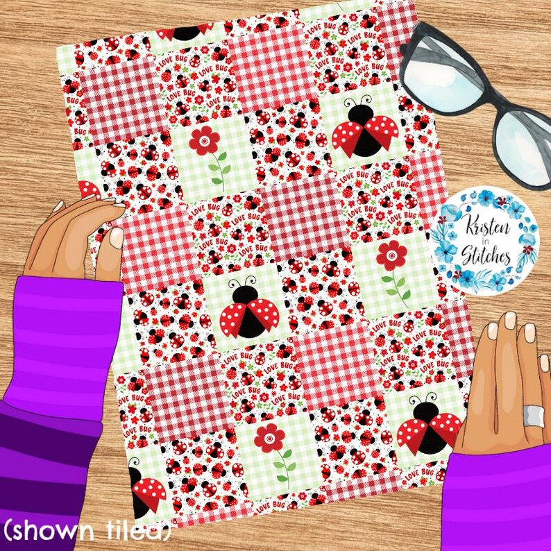 Ladybug Patchwork Seamless Pattern, Digital PNG File, DIY Printable ...