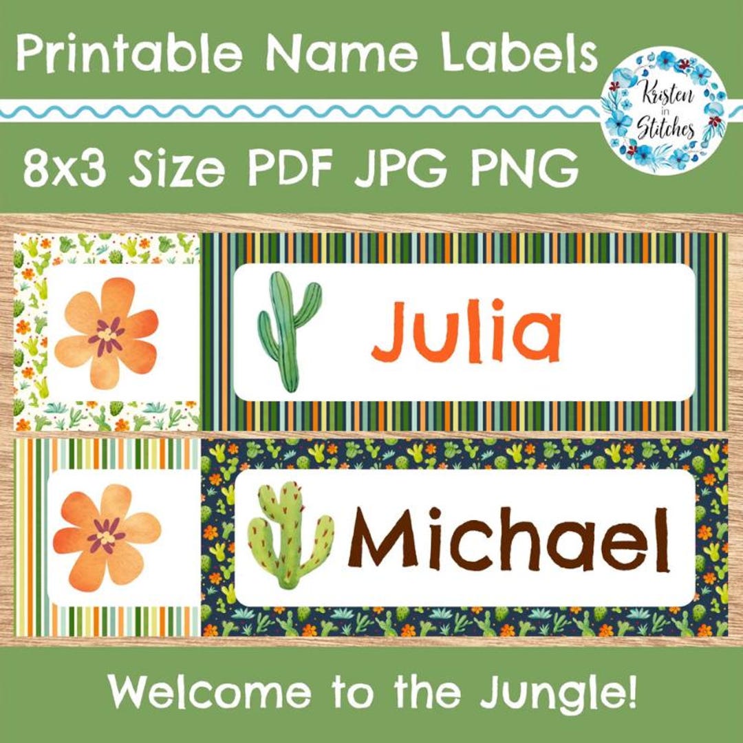 Printable Student Name Tags, Desert Southwest Cactus, Classroom Cubby ...