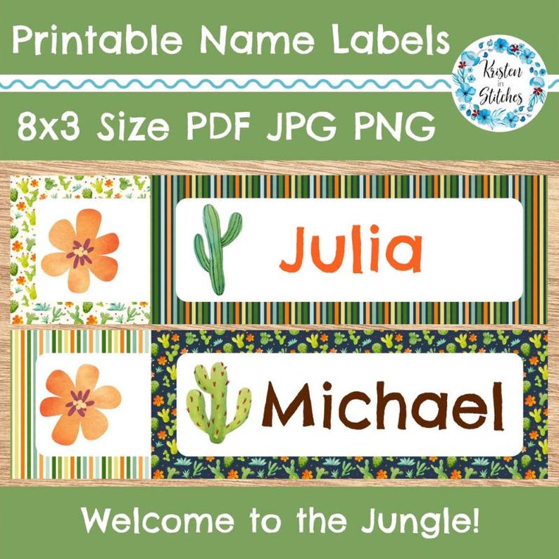 Printable Student Name Tags, Desert Southwest Cactus, Classroom Cubby ...