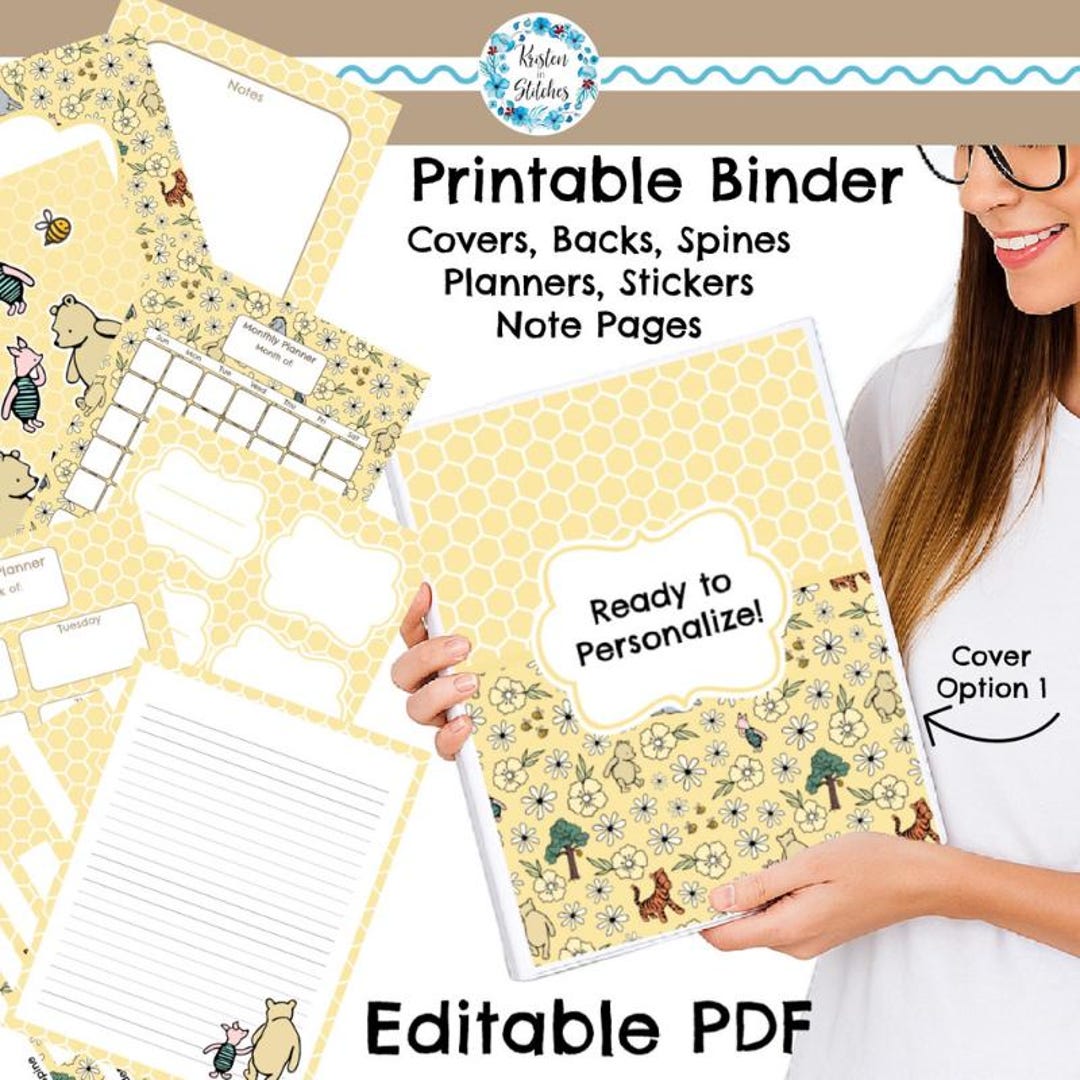 Printable Binder Cover 18 Page Planner Set, Editable Inserts, Stickers ...
