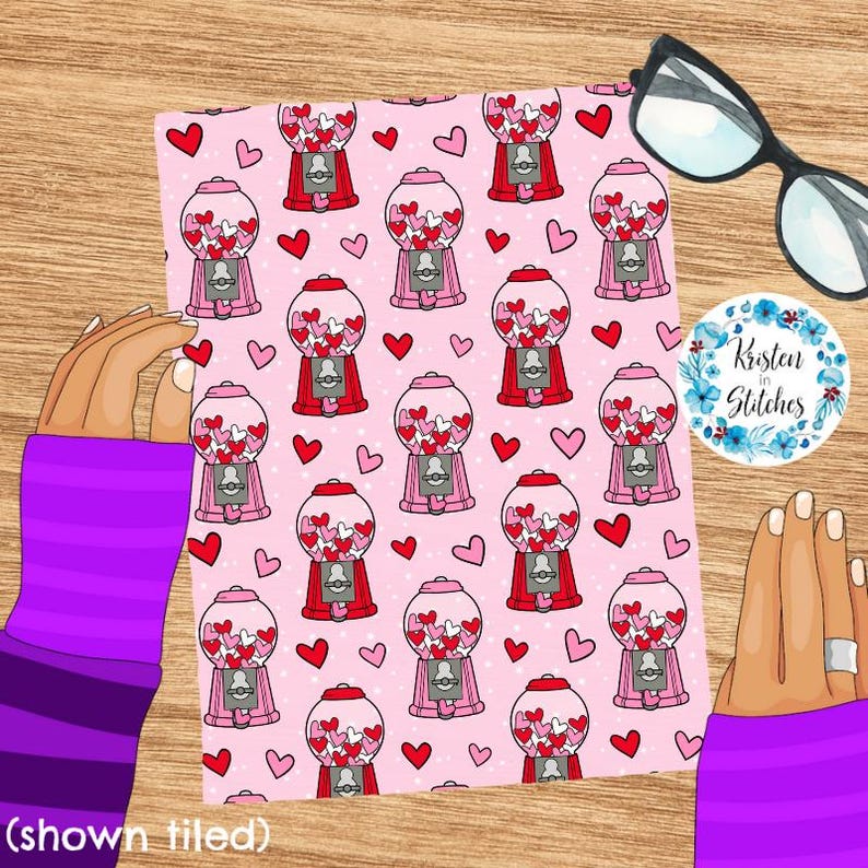 Valentine's Day Bubblegum Machines Seamless Pattern, Digital File ...