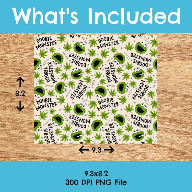 Doobie Monster Skinny Tumbler Wrap, 20 Oz Size, Printable Sublimation ...