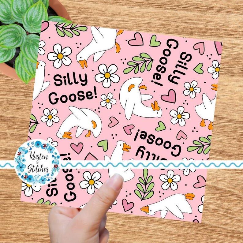 Silly Goose Floral Seamless Pattern, Digital PNG File, DIY Printable ...