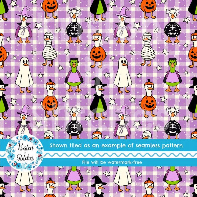 Silly Goose Halloween Seamless Pattern, Digital File, Instant Download ...