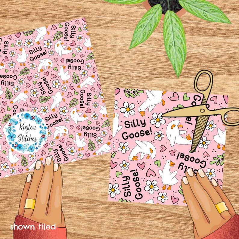 Silly Goose Floral Seamless Pattern, Digital PNG File, DIY Printable ...