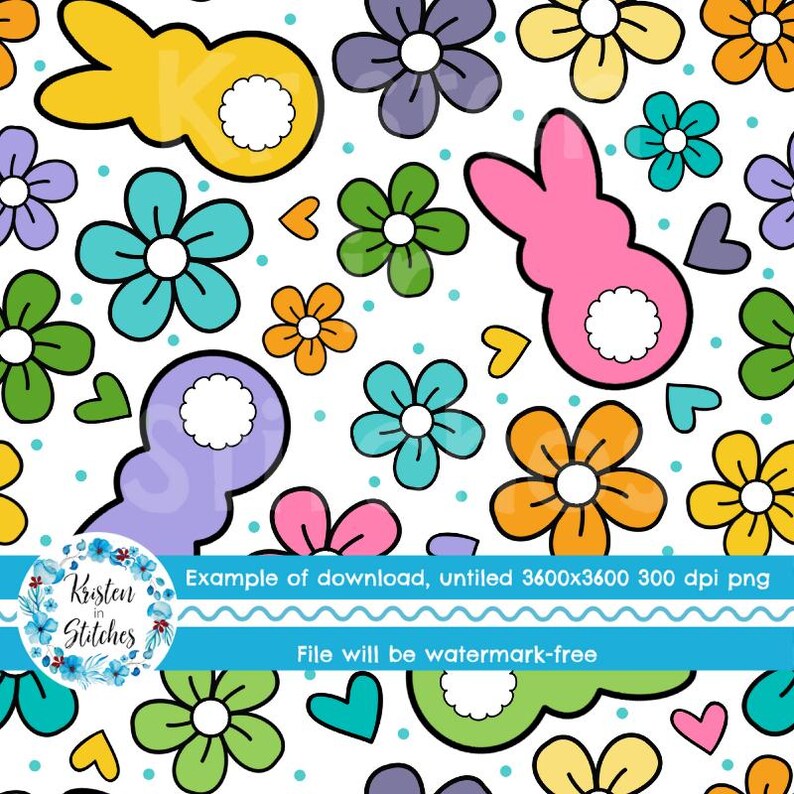 Spring Bunny Butts Seamless Pattern, PNG Digital File, DIY Printable ...