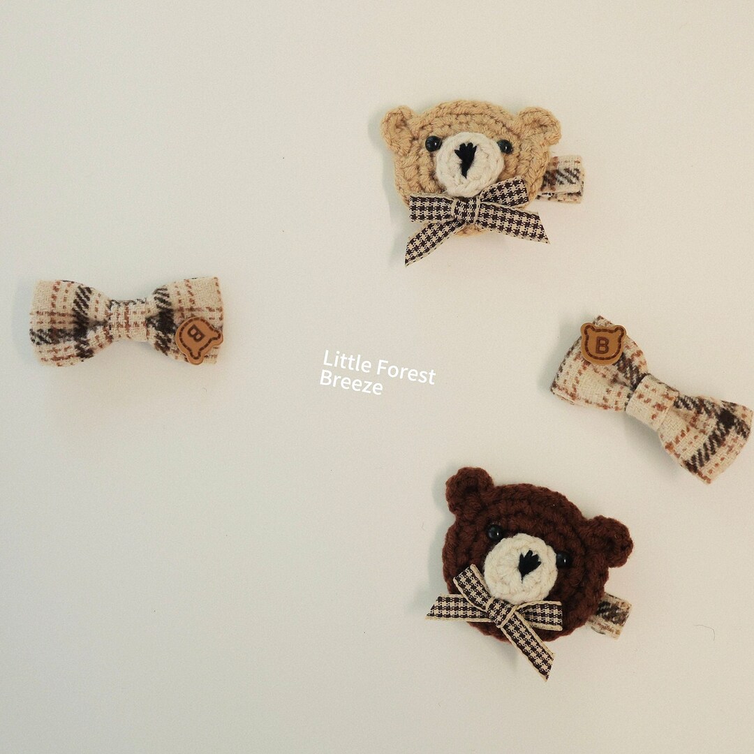 Crocheted Teddy Bear Hair Clip/ Hair Tie : Mom & Me Animal Accessory - Etsy