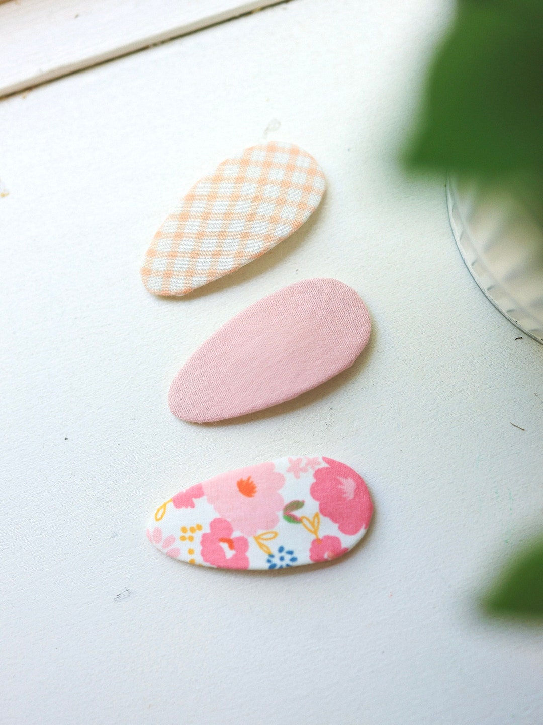 Floral/plaid/plain Hair Clip-3pack, Cloth Hair Clip, Girls Hair Clip ...