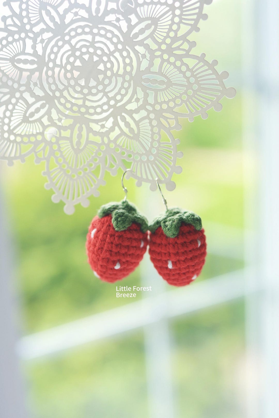 Hand Crafted Strawberry Ear Ring, Crochet Kawaii Strawberry Ear Weight ...