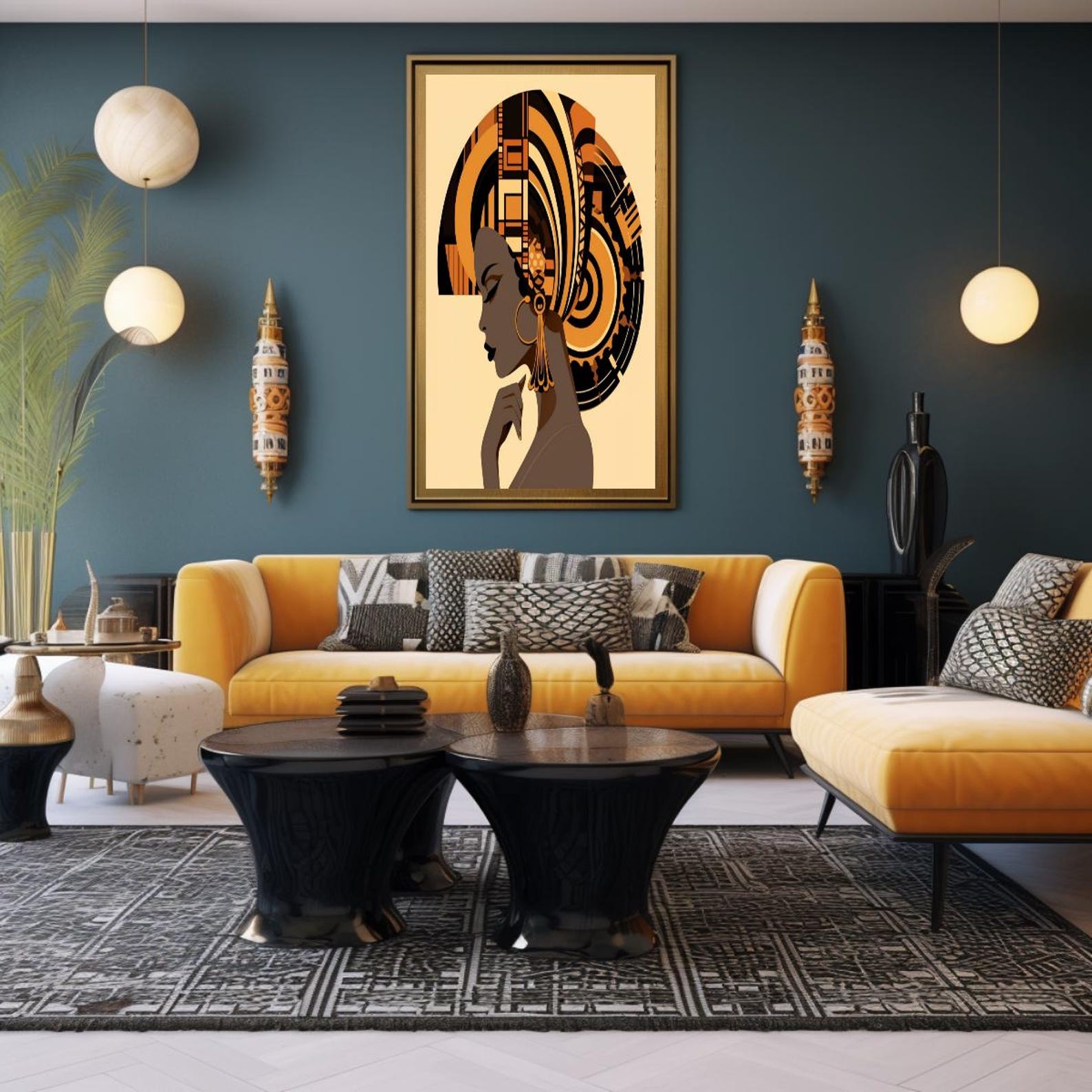 Afrocentric Wall Art, Afrodeco Style Print, African American Art ...