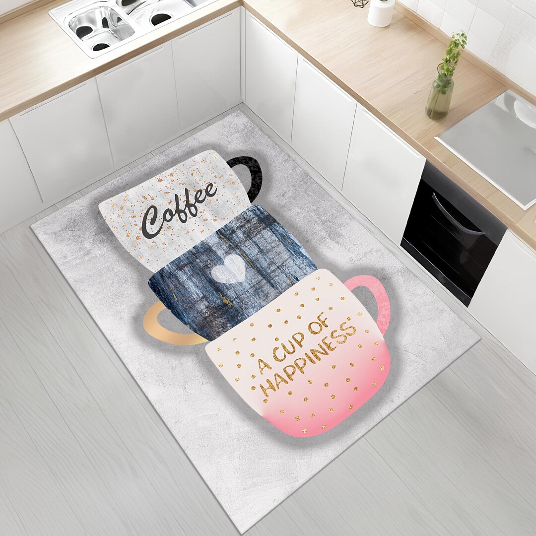 Coffee Cup Pattern Rug,colorful Rug,modern Rug,written Rug,washable Rug ...