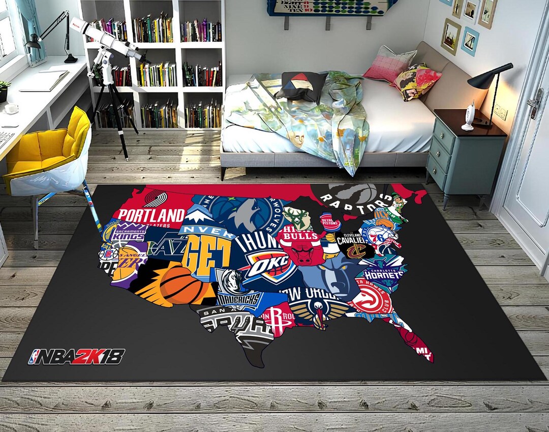 Nba Map Rug,basketball Rug,nba Team Rug,sport Rug,kids Room Rug,custom ...