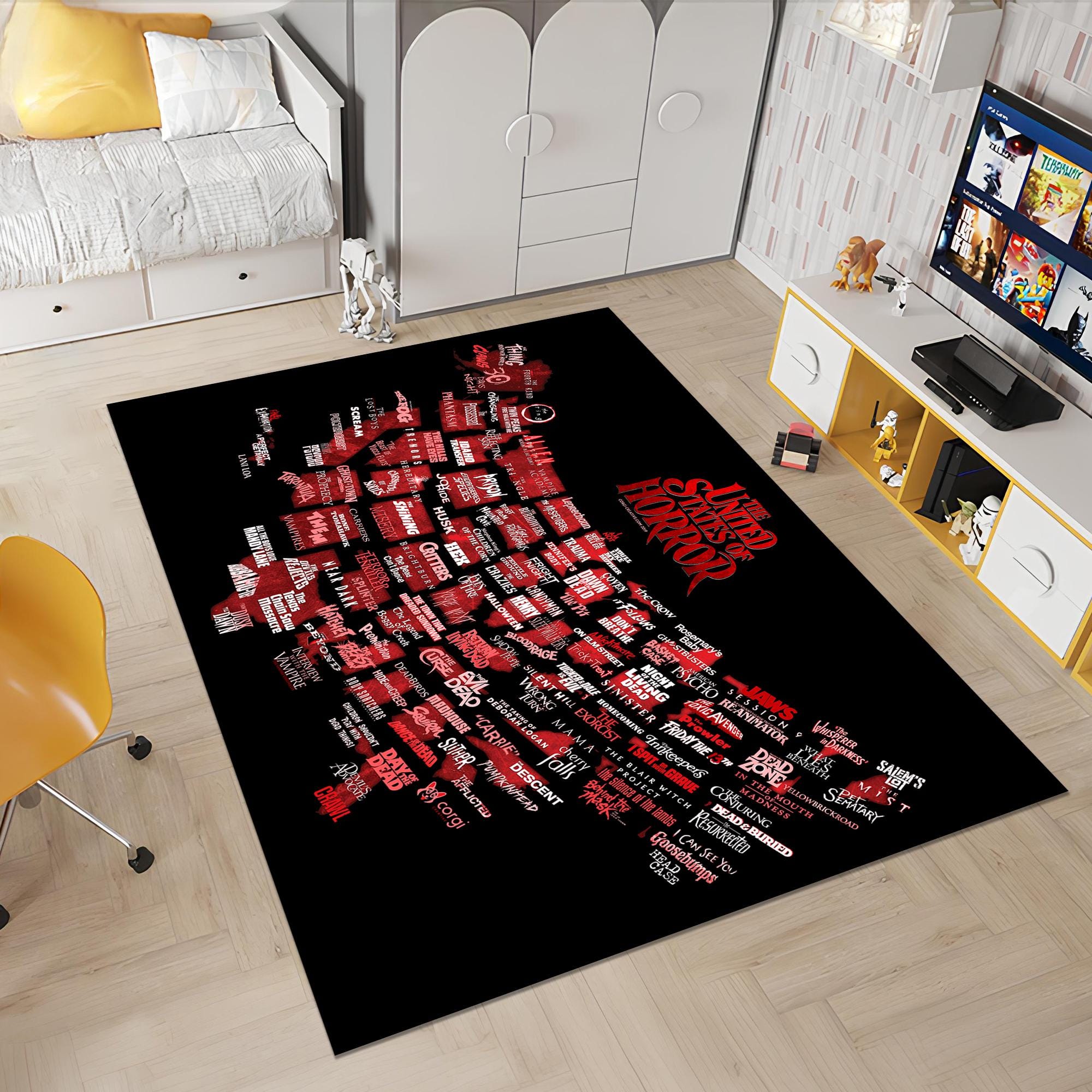 The United States of Horror Rug,horror Movies Rug,horror Rug,fear Rug ...