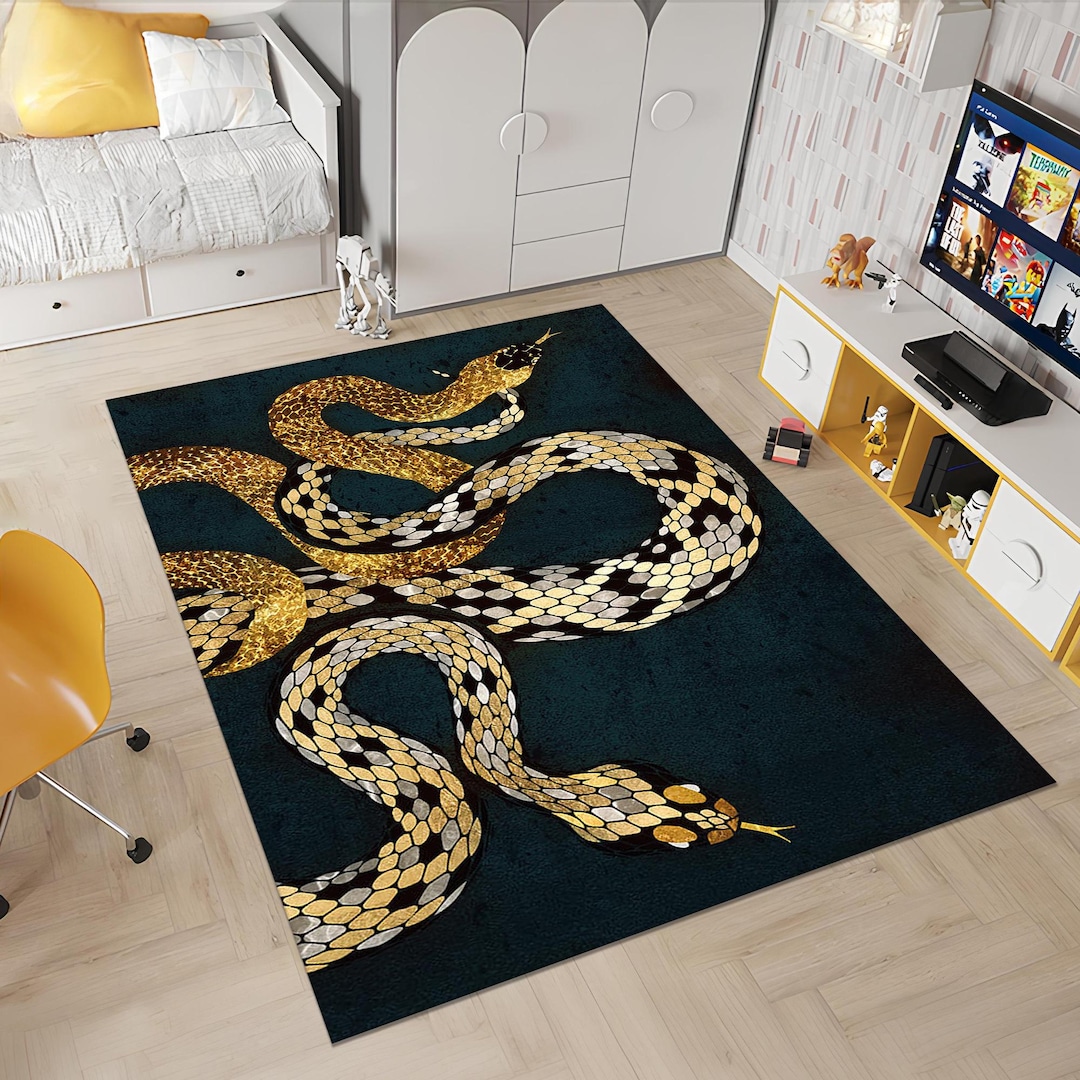Snake Pattern Rug,colorful Rug,gold Detail Rug,snake Rug,animal Rug ...