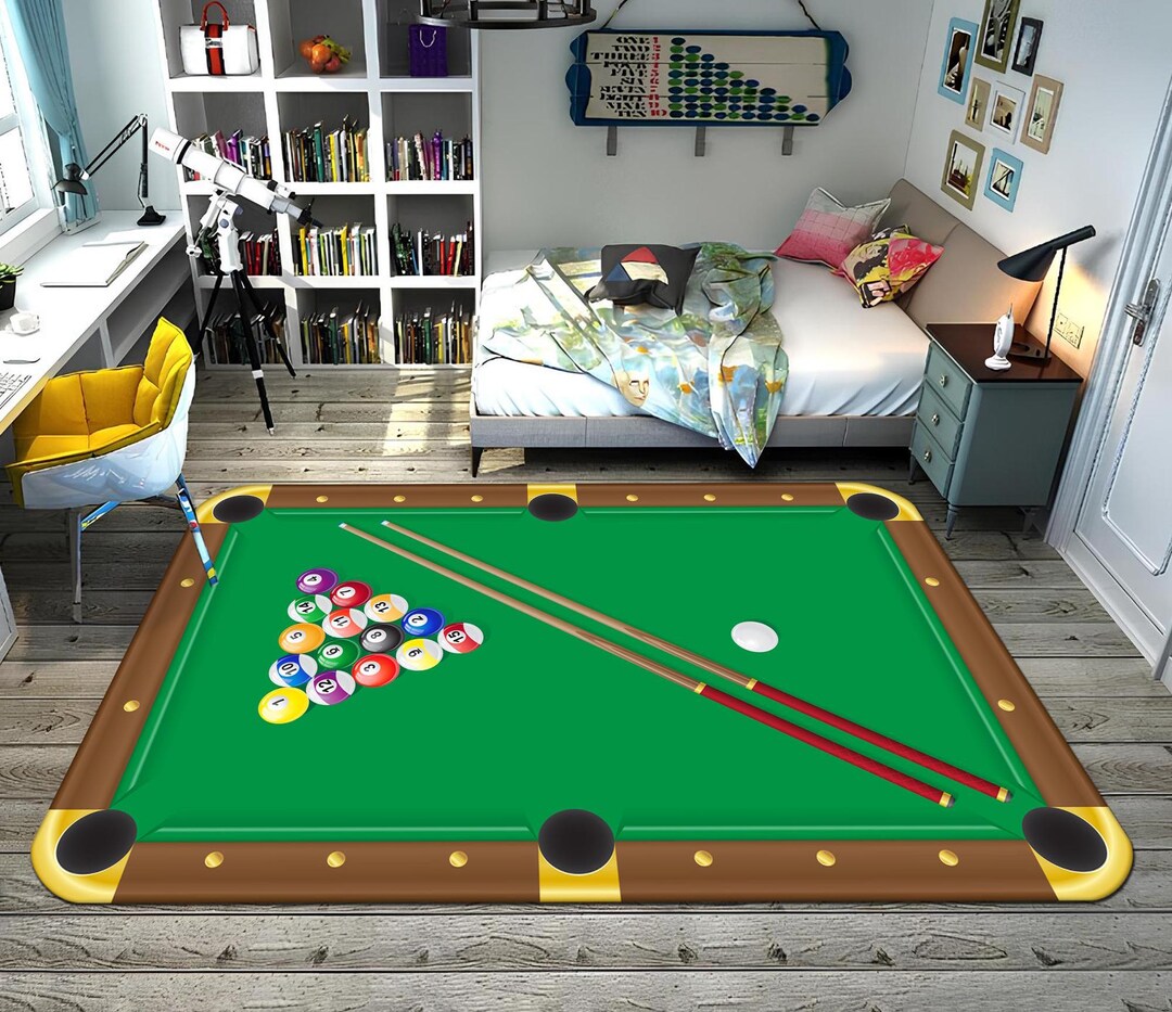 Billiards Rug,pool Table Rug,8 Ball Rug,play Rug,sport Rug,game Room ...