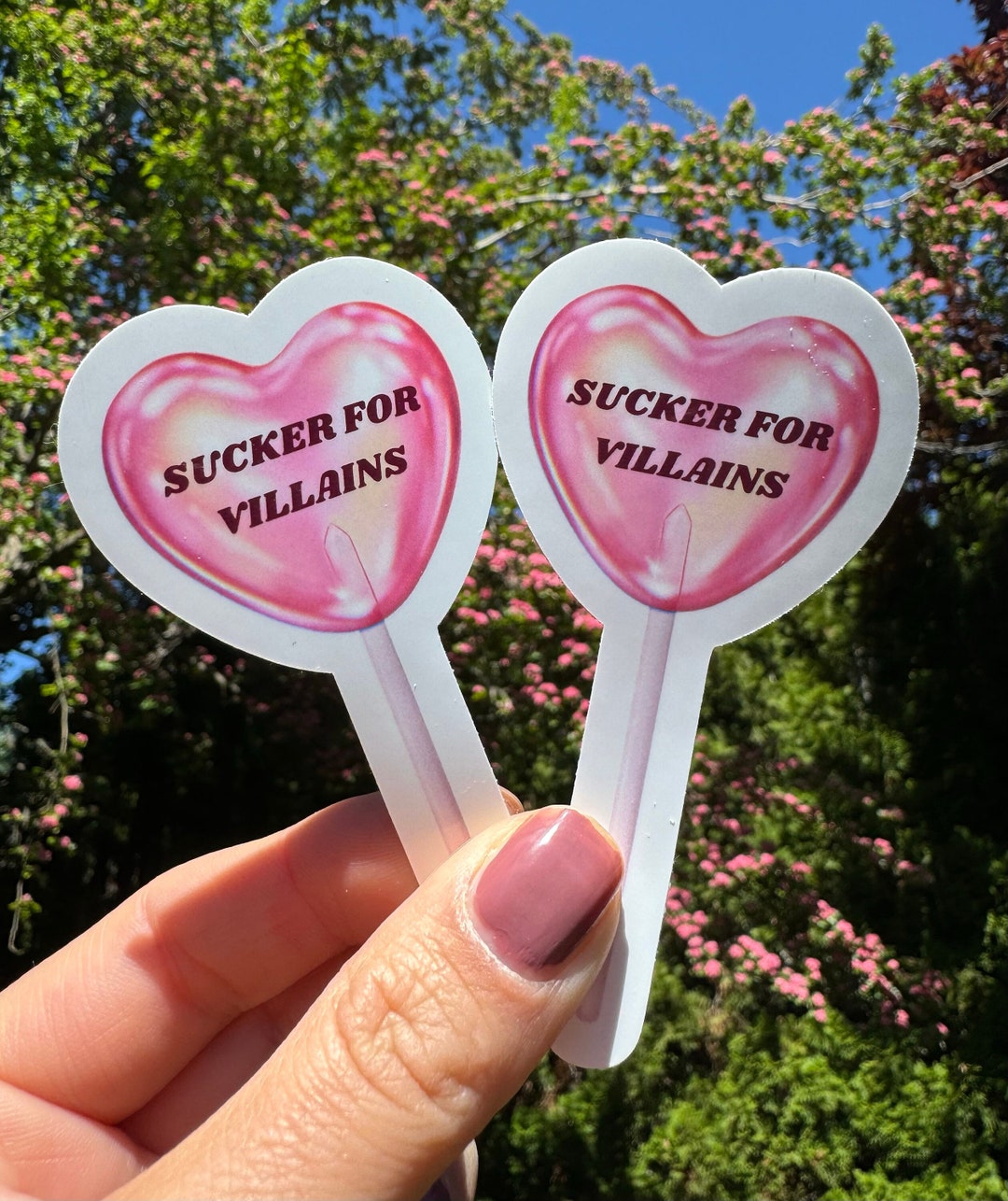 Sucker for Villain Pink Heart Lollipop Sticker, Bookish Sticker, Kindle ...