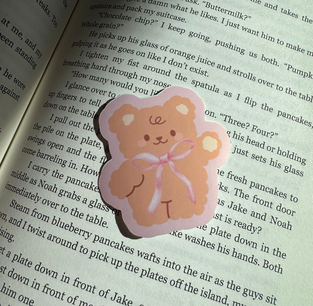 Cute Coquette Pink Teddy Sticker With Bow, Glossy Vinyl Sticker, Kindle ...