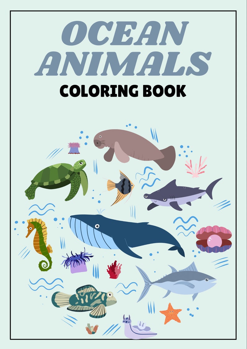 Ocean Animals Coloring Pages Instant Download Printable and Digital ...
