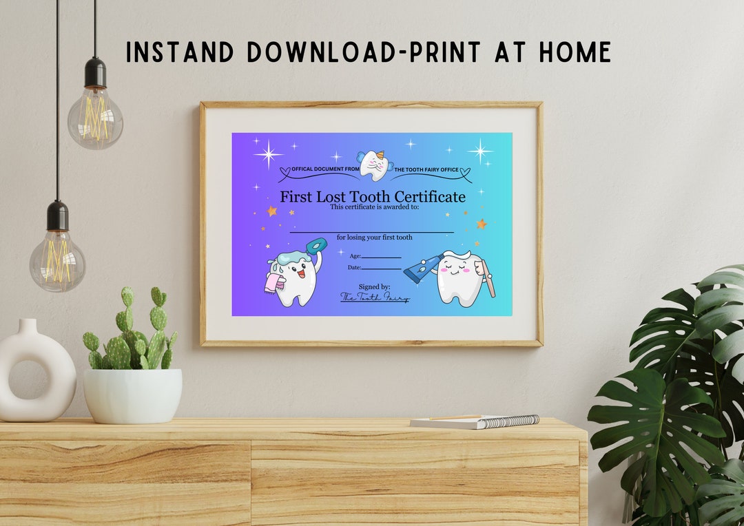 First Lost Tooth Certificate Tooth Fairy Award First Lost Tooth Award ...