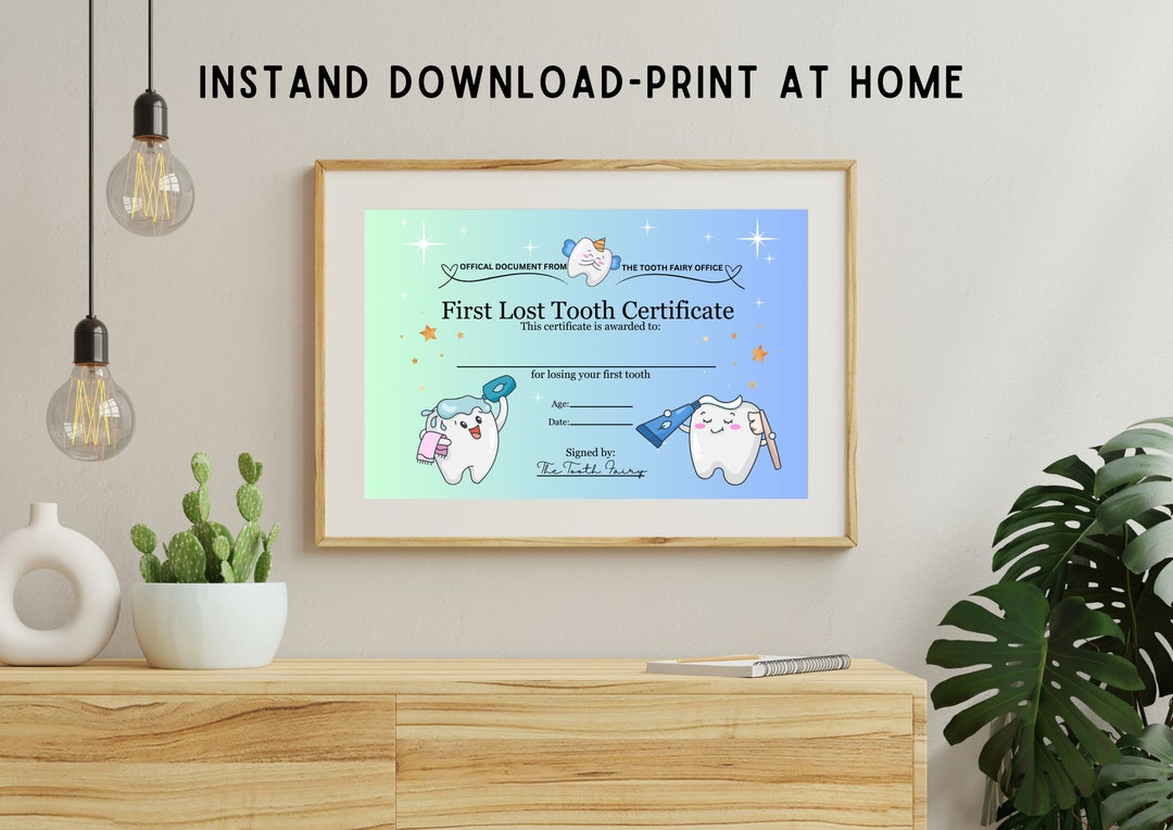 First Lost Tooth Certificate Tooth Fairy Award First Lost Tooth Award ...