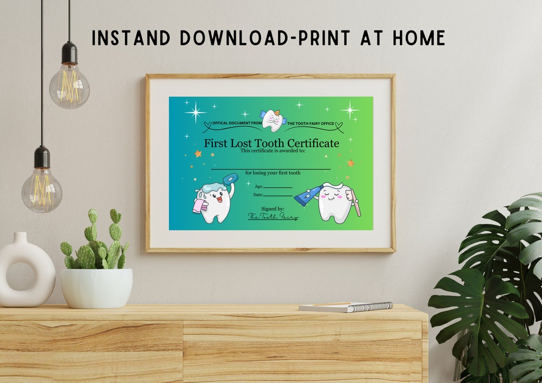 First Lost Tooth Certificate, Tooth Fairy Award, First Lost Tooth Award ...