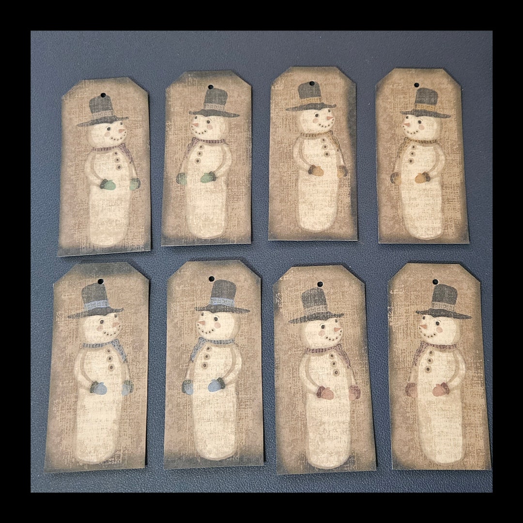 8 Large or 16 Small Primitive Farmhouse Snowman Christmas Winter Decor ...