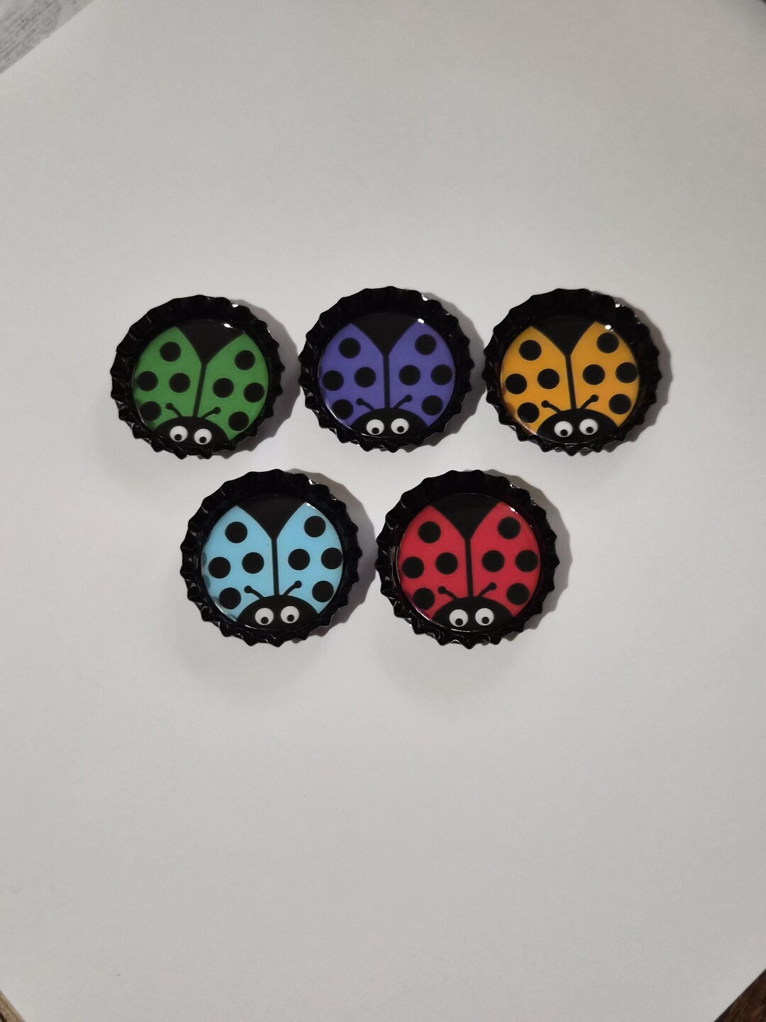 Ladybug Bottle Caps Charms: Miniature Ornaments, Party Favors - Set of ...